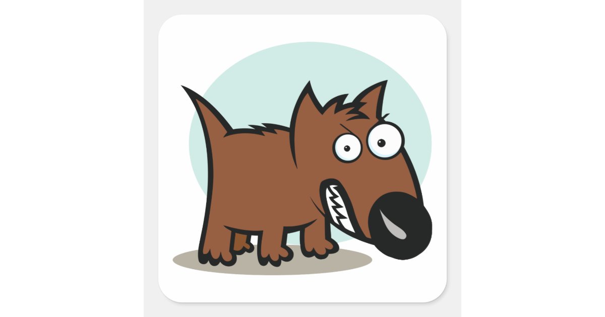 Mean Dog Growling Square Sticker | Zazzle
