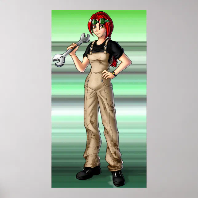 Mechanic Anime Girl Poster | Zazzle