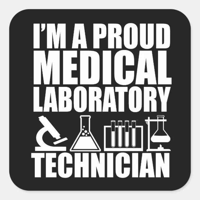Medical lab tech laboratory technician square sticker | Zazzle