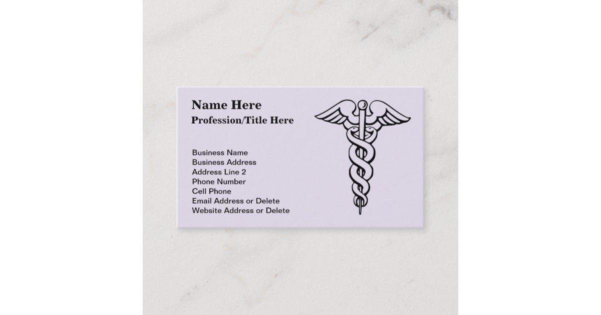 Medical Profession Symbol | Caduceus Nursing Business Card | Zazzle