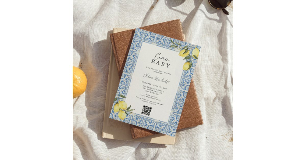 Mediterranean Tiles Amalfi Capri Baby Shower Invitation | Zazzle