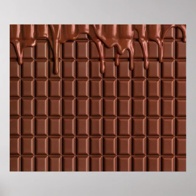 Melted chocolate dripping over a chocolate block poster | Zazzle