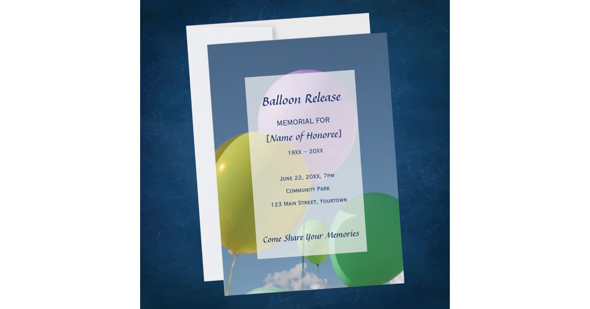 Memorial Balloon Release Invitation | Zazzle