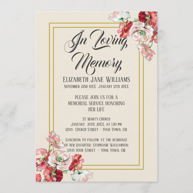 Memorial Service Invitations | Zazzle AU