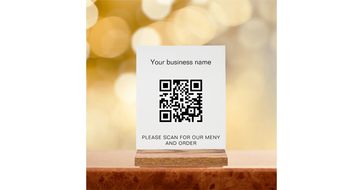 Menu qr code scan restaurant bar cafe acrylic sign | Zazzle