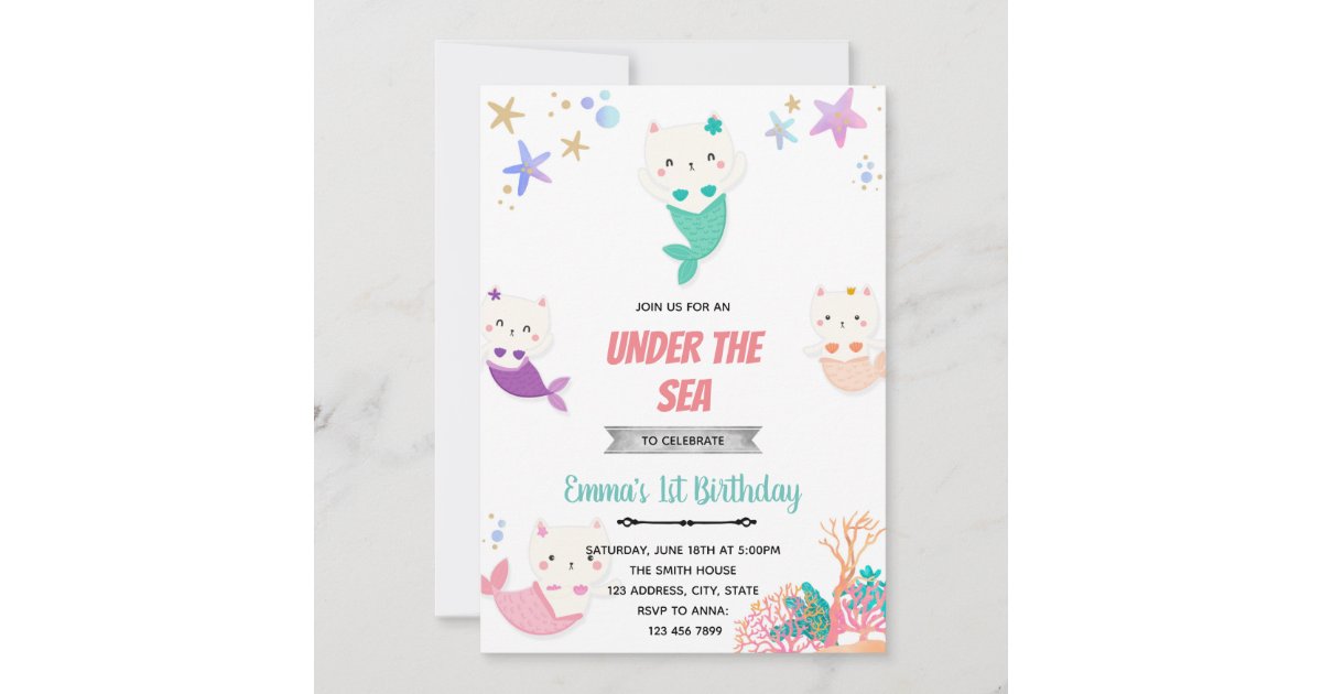 Mercat under the sea birthday invitation | Zazzle