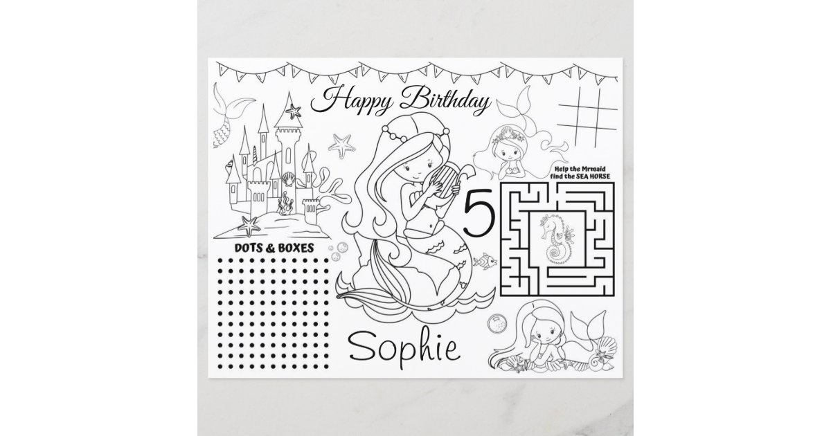 Mermaid Activity sheet, Mermaid Colouring page gam | Zazzle