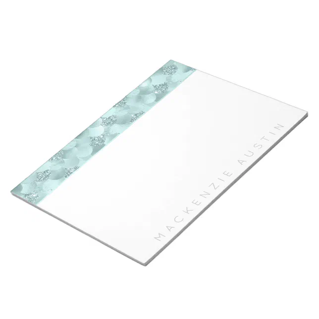Mermaid Luxe Scale | Seafoam Mint Green Custom Notepad | Zazzle