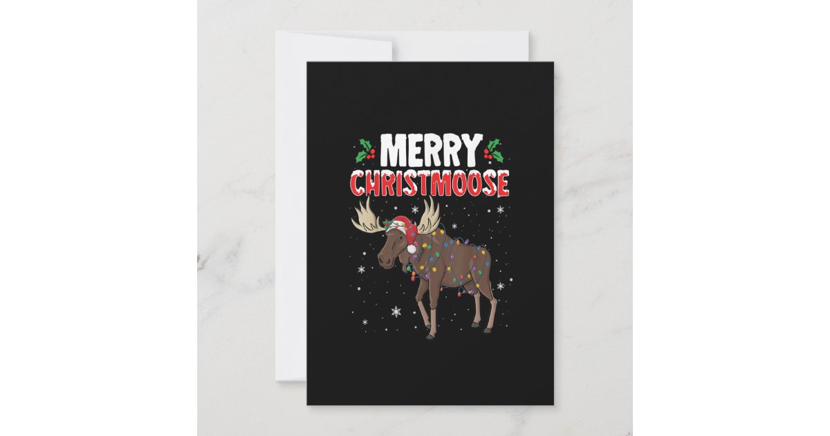 Merry Christmoose Funny Christmas Moose Santa Xmas Invitation | Zazzle
