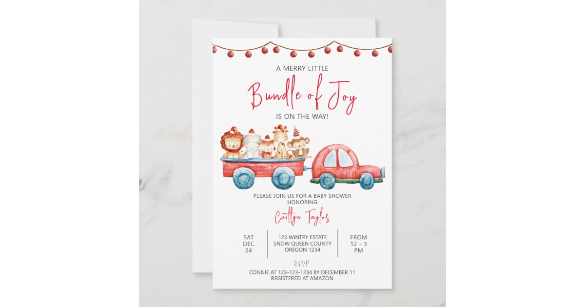 Merry Little Bundle of Joy, Christmas Baby Shower Invitation | Zazzle