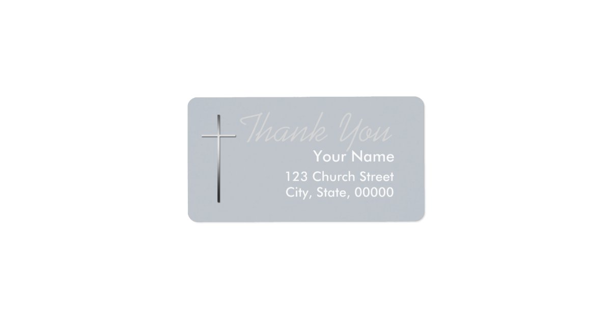 Metal Christian Cross Thank you label custom Colou | Zazzle