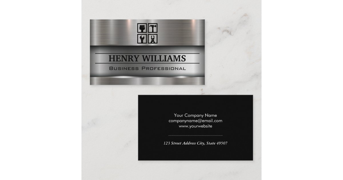 Metallic Background | Hardware Tools Business Card | Zazzle