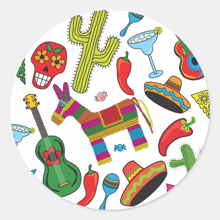 Mexican Fiesta Party Images Classic Round Sticker | Zazzle.com.au