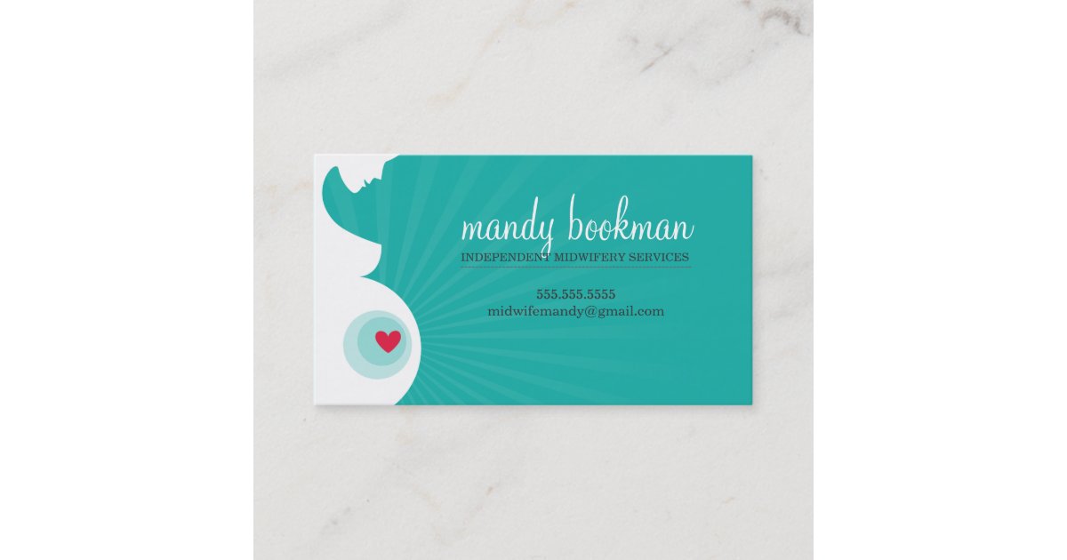 MIDWIFE CARD pregnant belly silhouette jade green | Zazzle