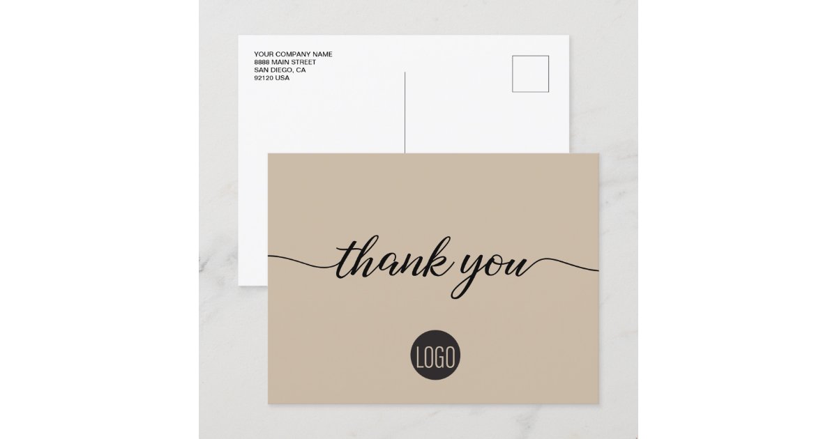 Minimal Neutral Business logo Custom Invitation Postcard | Zazzle