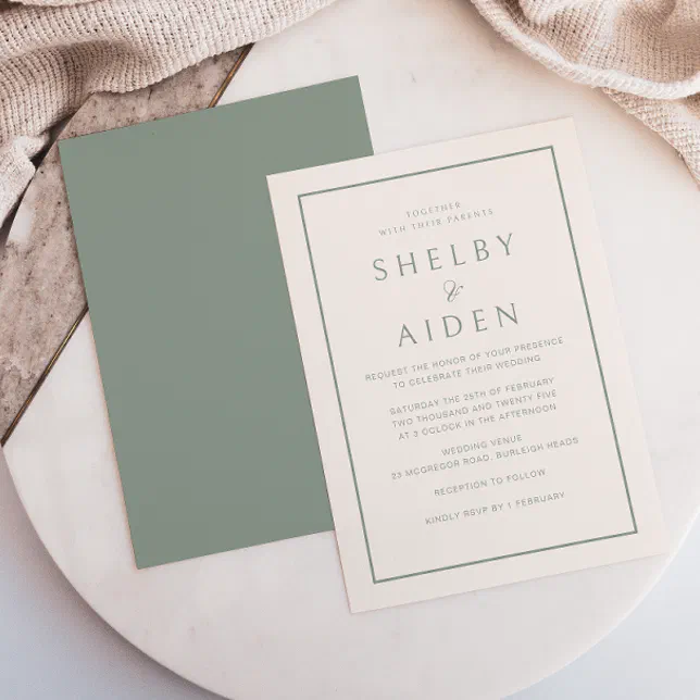 Minimal Neutral Elegant Modern Wedding Invitation | Zazzle