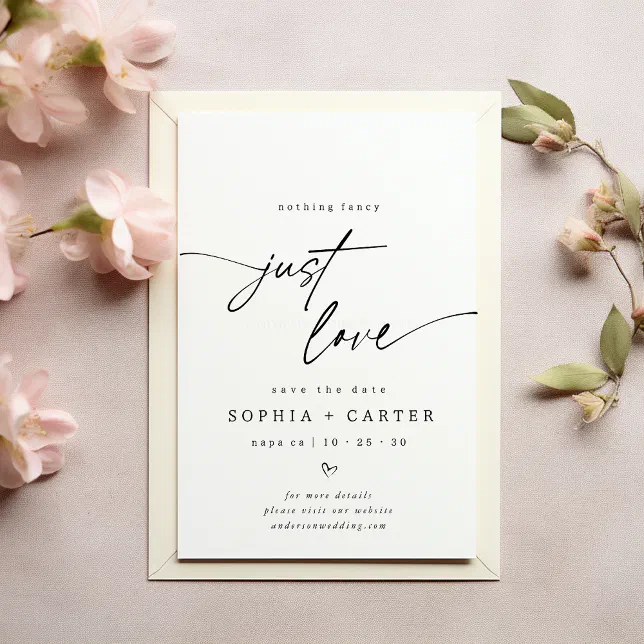 Minimal Script Nothing Fancy Just Love Save The Date | Zazzle