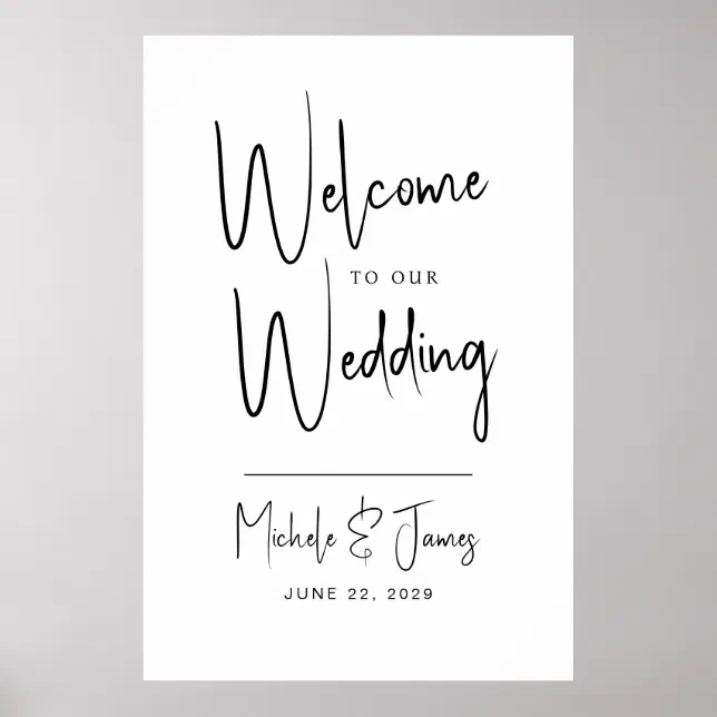 Minimal Script Typography Wedding Welcome Poster | Zazzle