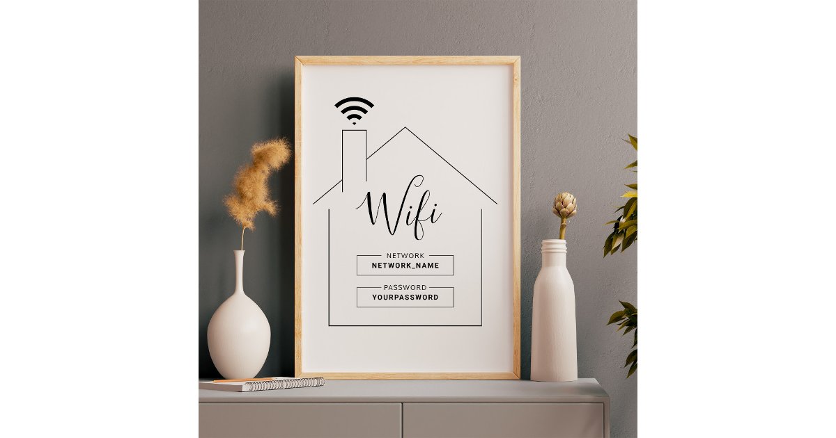 Minimalist and modern wifi network password poster | Zazzle