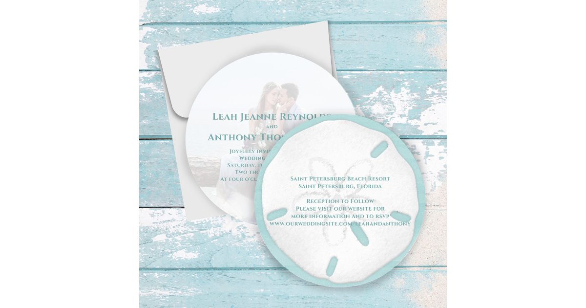 Minimalist Elegant Beach Tropical Sand Dollar Invitation | Zazzle