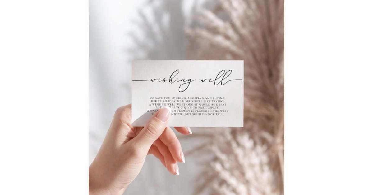 Minimalist Elegant Calligraphy Wishing Well Enclosure Card | Zazzle