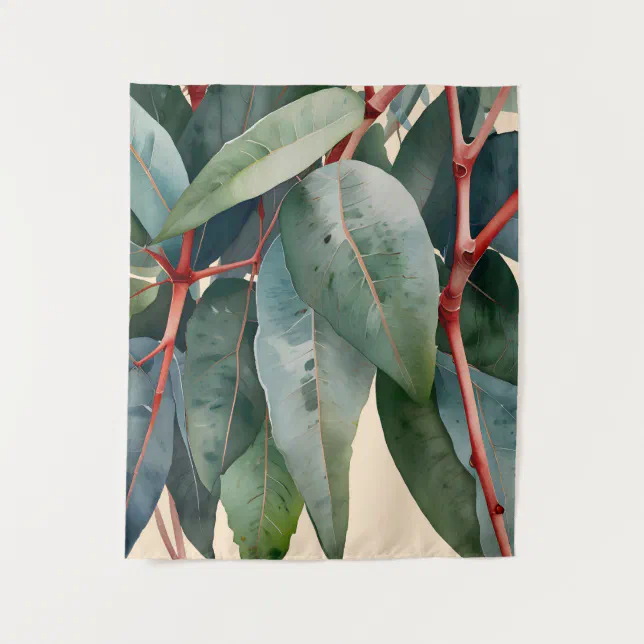 Minimalist Eucalyptus Botanical Art Tapestry | Zazzle