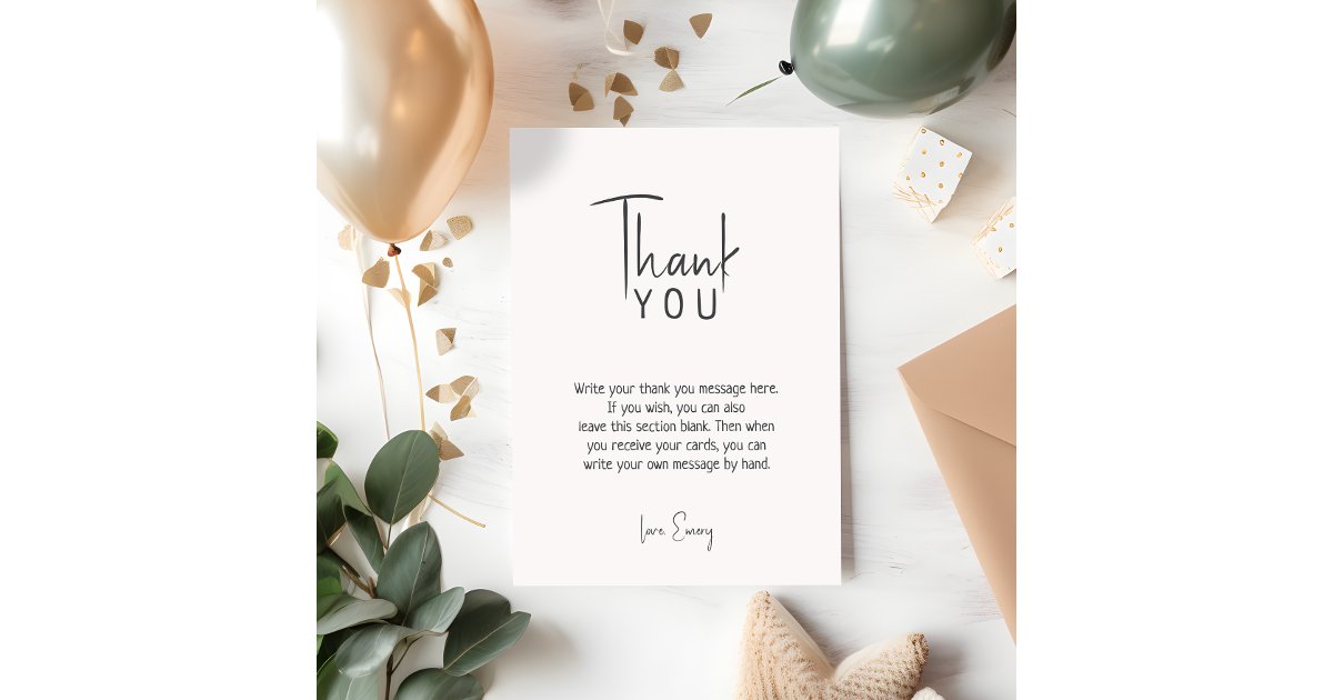 Minimalist Gender Neutral Flat Vertical Birthday Thank You Card | Zazzle