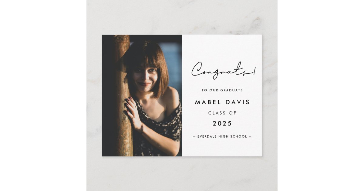 Minimalist handwritten Congratulations photo Postcard | Zazzle