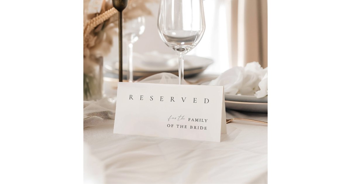 Minimalist Modern Wedding Reserved Table Tent Sign | Zazzle