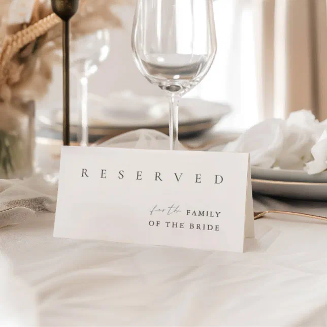 Minimalist Modern Wedding Reserved Table Tent Sign | Zazzle