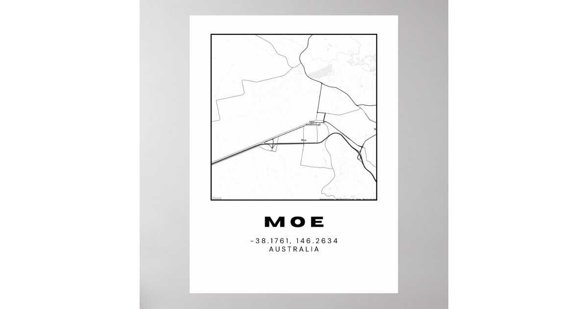 Minimalist Moe Map with Coordinates Poster | Zazzle