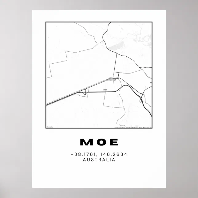 Minimalist Moe Map with Coordinates Poster | Zazzle