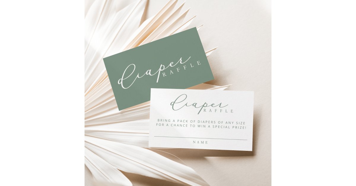 Minimalist Script Baby Shower Diaper Raffle Cards | Zazzle