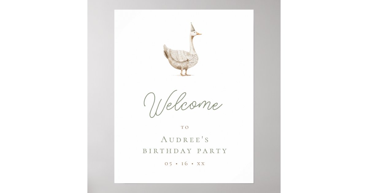 Minimalist Silly Goose Birthday Party Welcome Poster | Zazzle