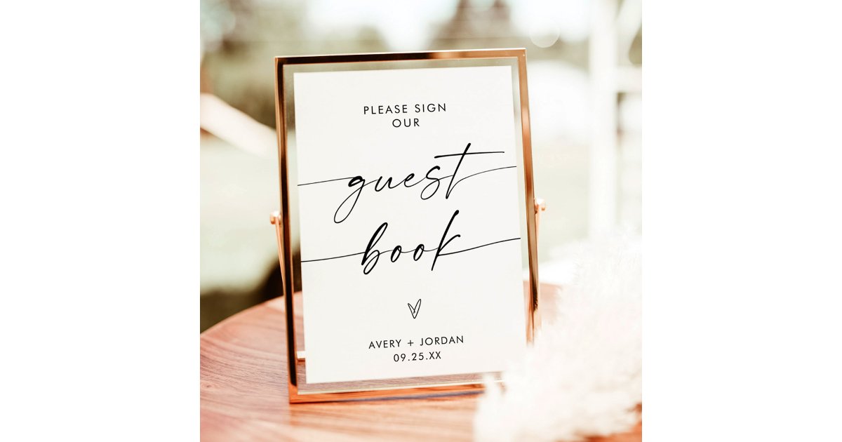 Minimalist Wedding Guest Book Sign, Modern Wedding Invitation | Zazzle