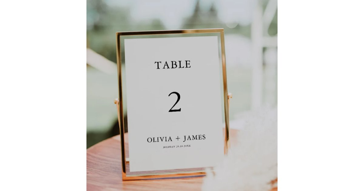 Minimalist Wedding Table Cards Template | Zazzle