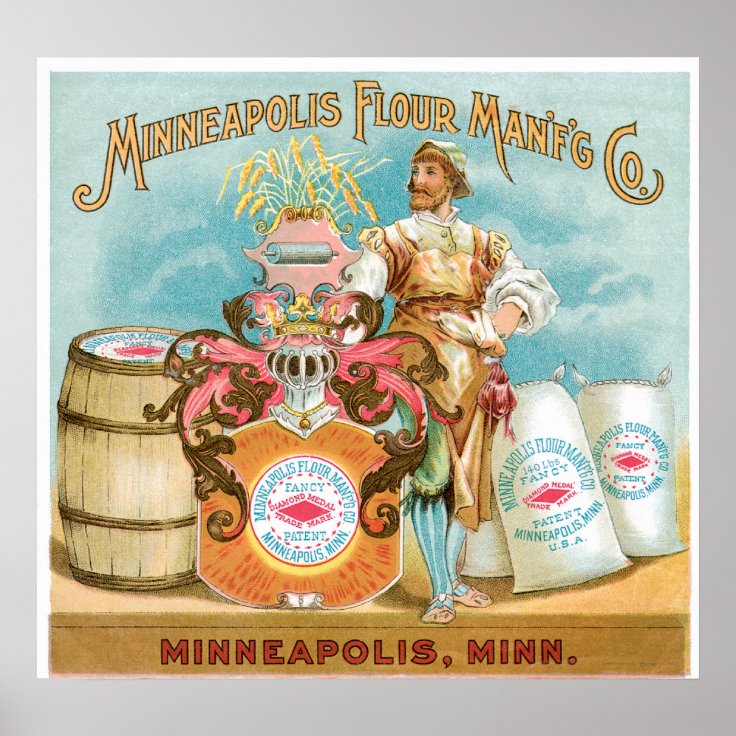 Minneapolis Flour Vintage Food Ad Art Poster | Zazzle