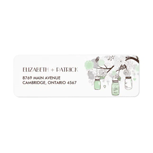 Mint Green Mason Jars Floral Wedding Address Label Return Address Label ...