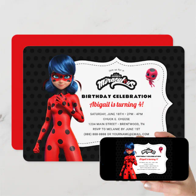 Miraculous Ladybug Birthday Invitation | Zazzle