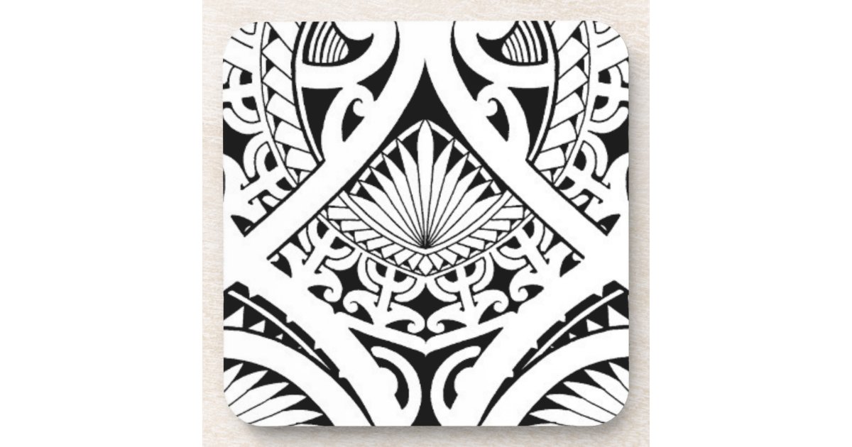 mixed polynesian maori tribal tattoo coconut leaf coaster | Zazzle