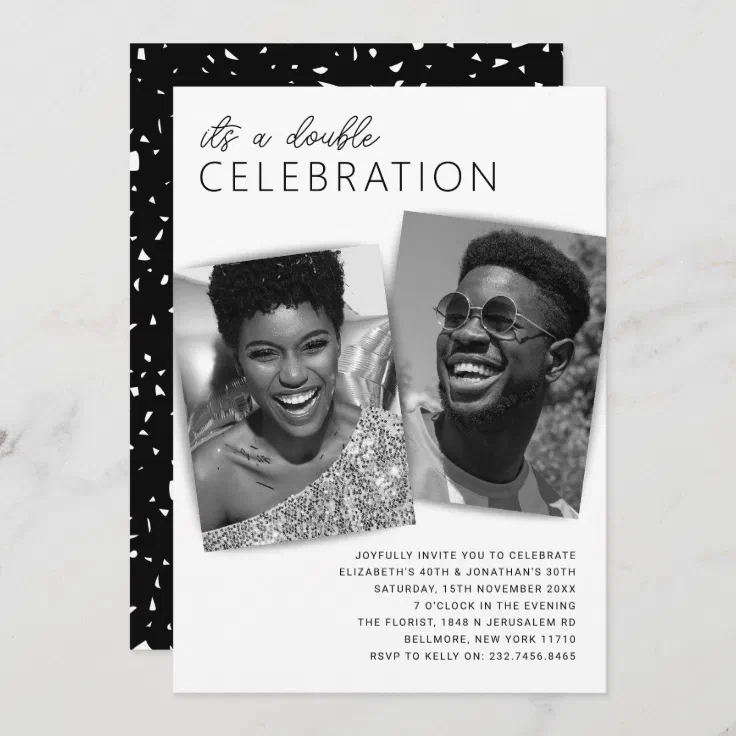 Modern 2 Photo Double Birthday Party Invitation | Zazzle