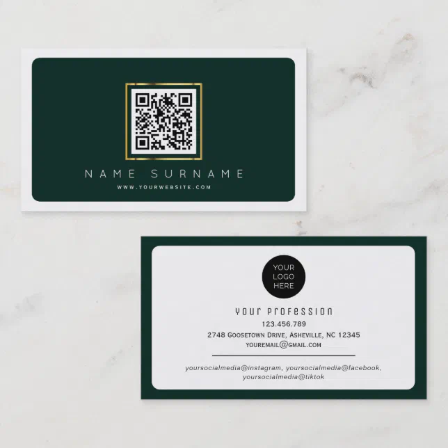 Modern barcode qr code social media with logo business card | Zazzle