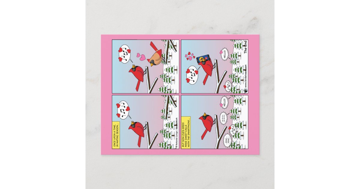 Modern Bird Mating Calls Comic Postcard | Zazzle