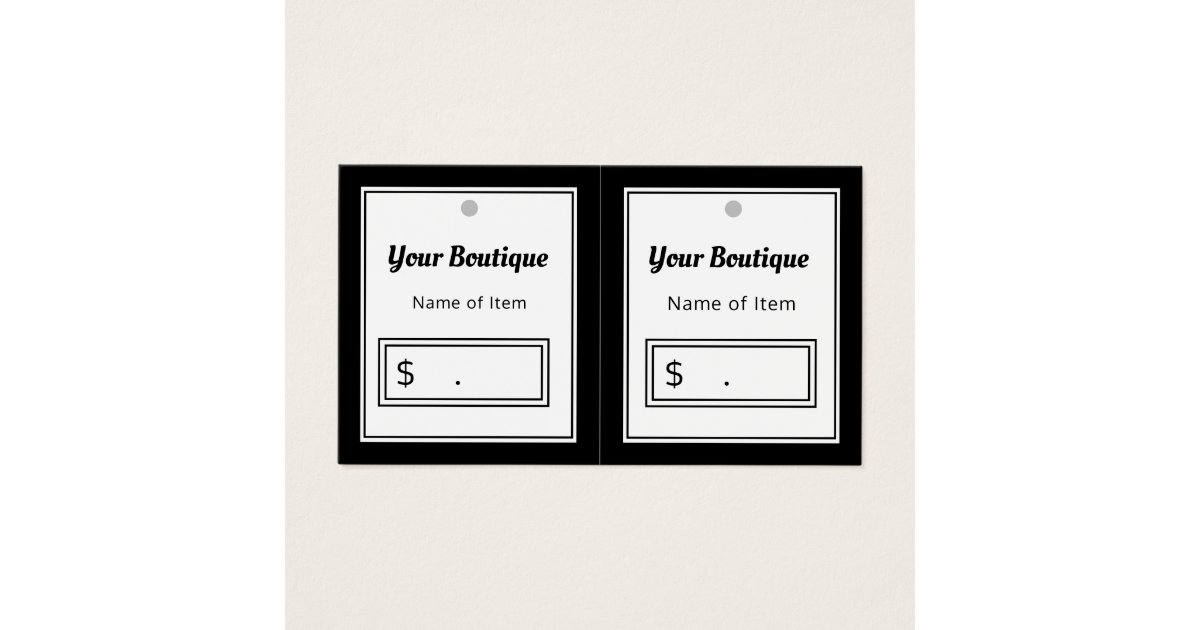 Modern Black and White Plain DIY Hang Tags | Zazzle