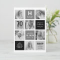 Modern Black Grey 70th Birthday Invitation | Zazzle