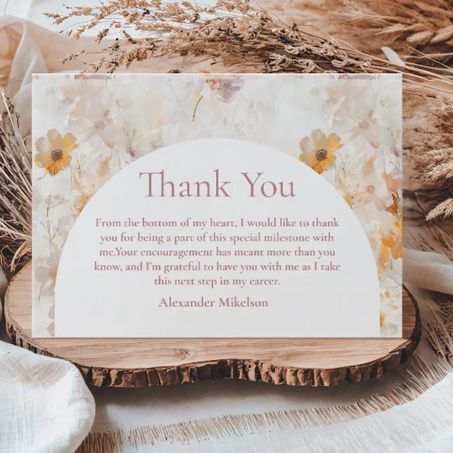 Modern Botanical Arch Graduation Thank You Card | Zazzle