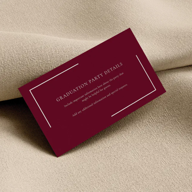 Modern Burgundy Graduation 2026 Party Enclosure Card | Zazzle