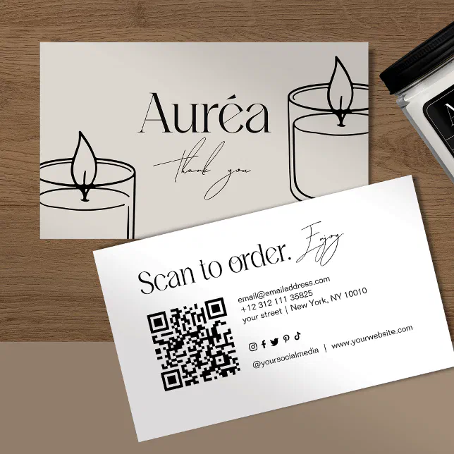 Modern Candle QR Code Business Card | Zazzle