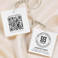 Modern Custom Logo QR Code Business Promotional Key Ring | Zazzle