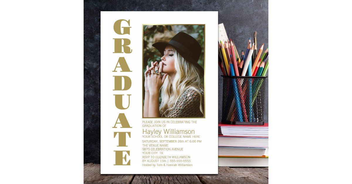 Modern Custom Photo Graduation Party Invitation | Zazzle